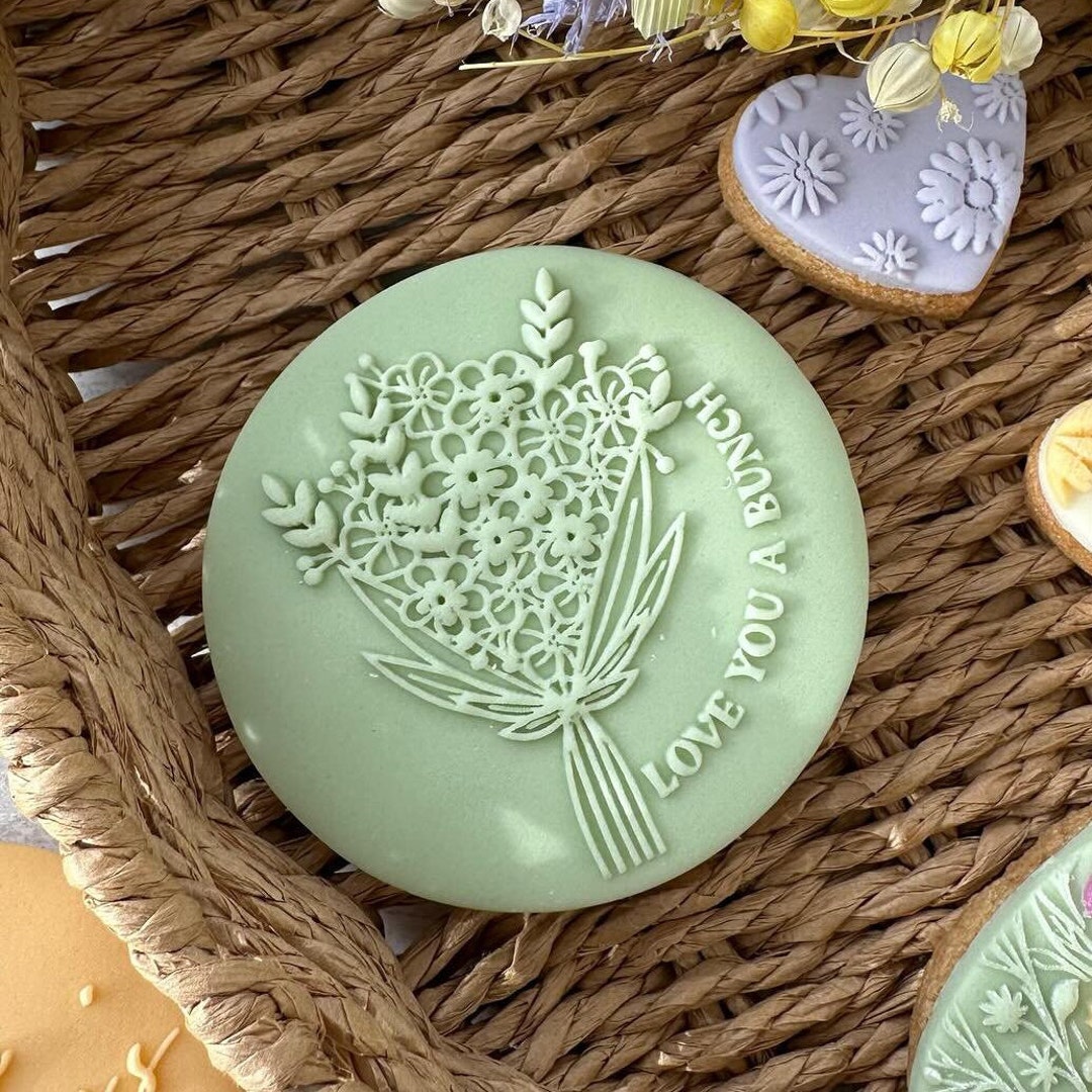 Love You a Bunch Embosser Acrylic Fondant Stamp, Debosser for Cookies ...