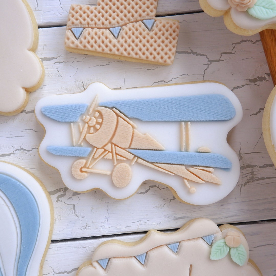 Airplane Embosser & Cookie Cutter Combo Acrylic Fondant Stamp, Embosser ...