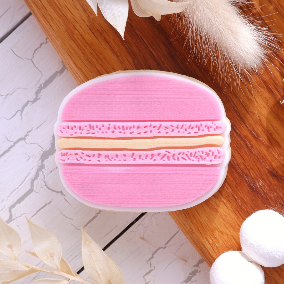 Macaron Embosser Fondant Stamp With Matching Cutter, Acrylic Debosser ...