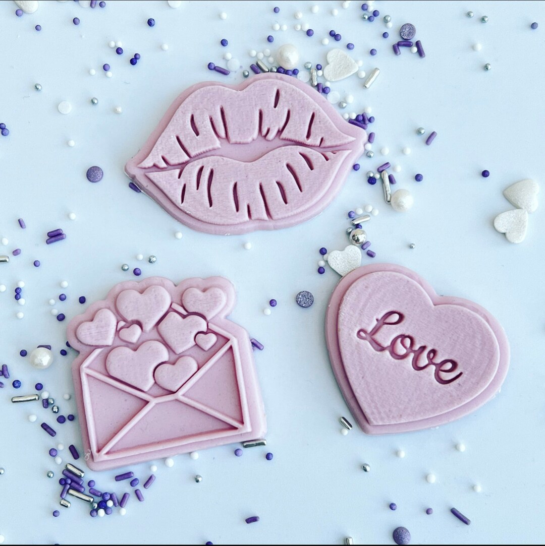 Valentine Day Embosser Fondant Stamp and Matching Cutter, Acrylic ...