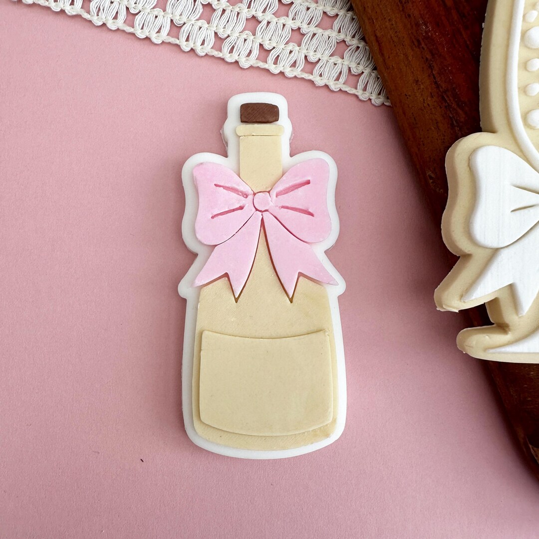 Champagne Bottle With a Bow Embosser Acrylic Fondant Stamp and Matching ...