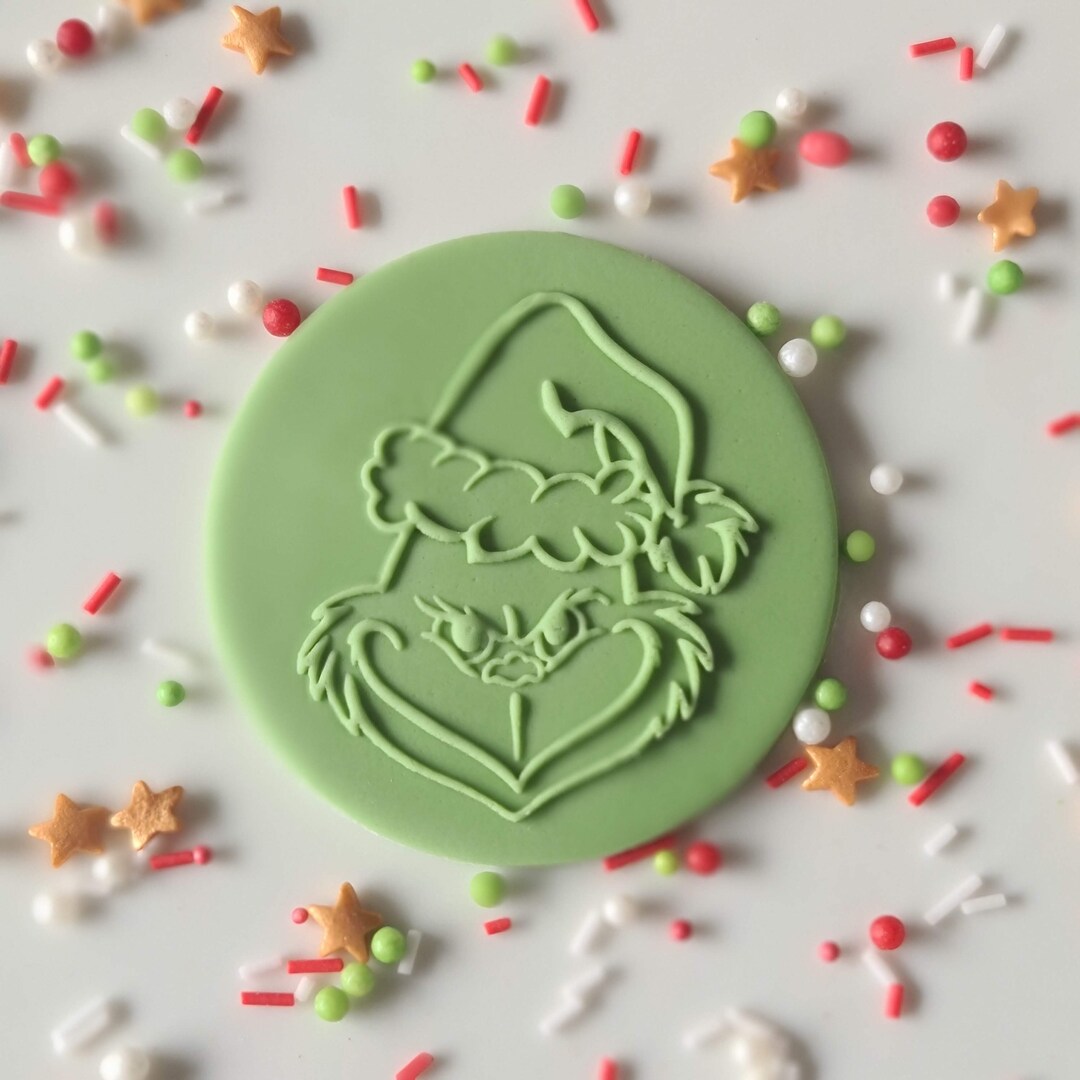 Grinch Embosser Fondant Stamp, Acrylic Debosser for Cookies, Cupcakes ...