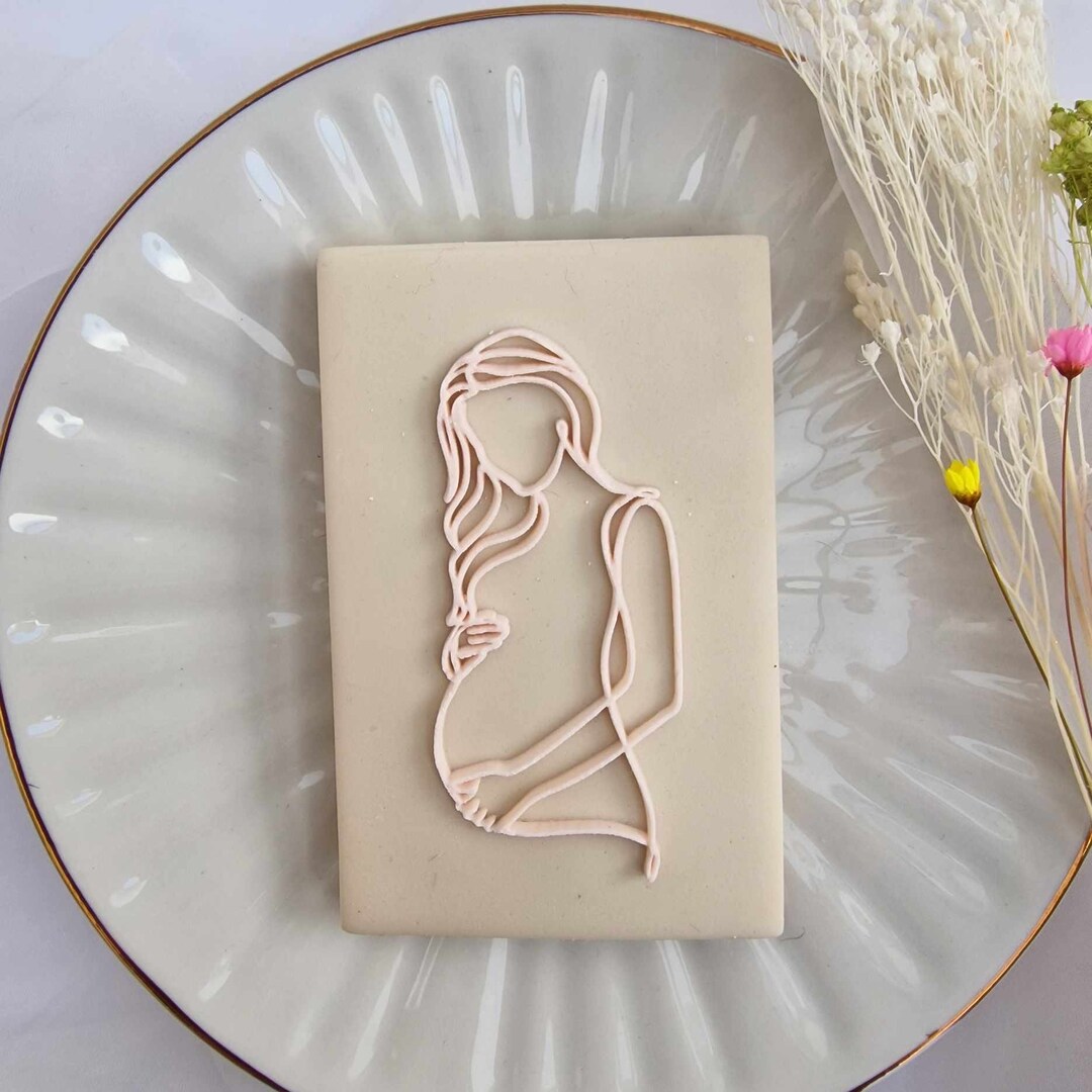 Pregnant Woman Cookie Cutter & Fondant Stamp, Acrylic Stamp, Baby ...