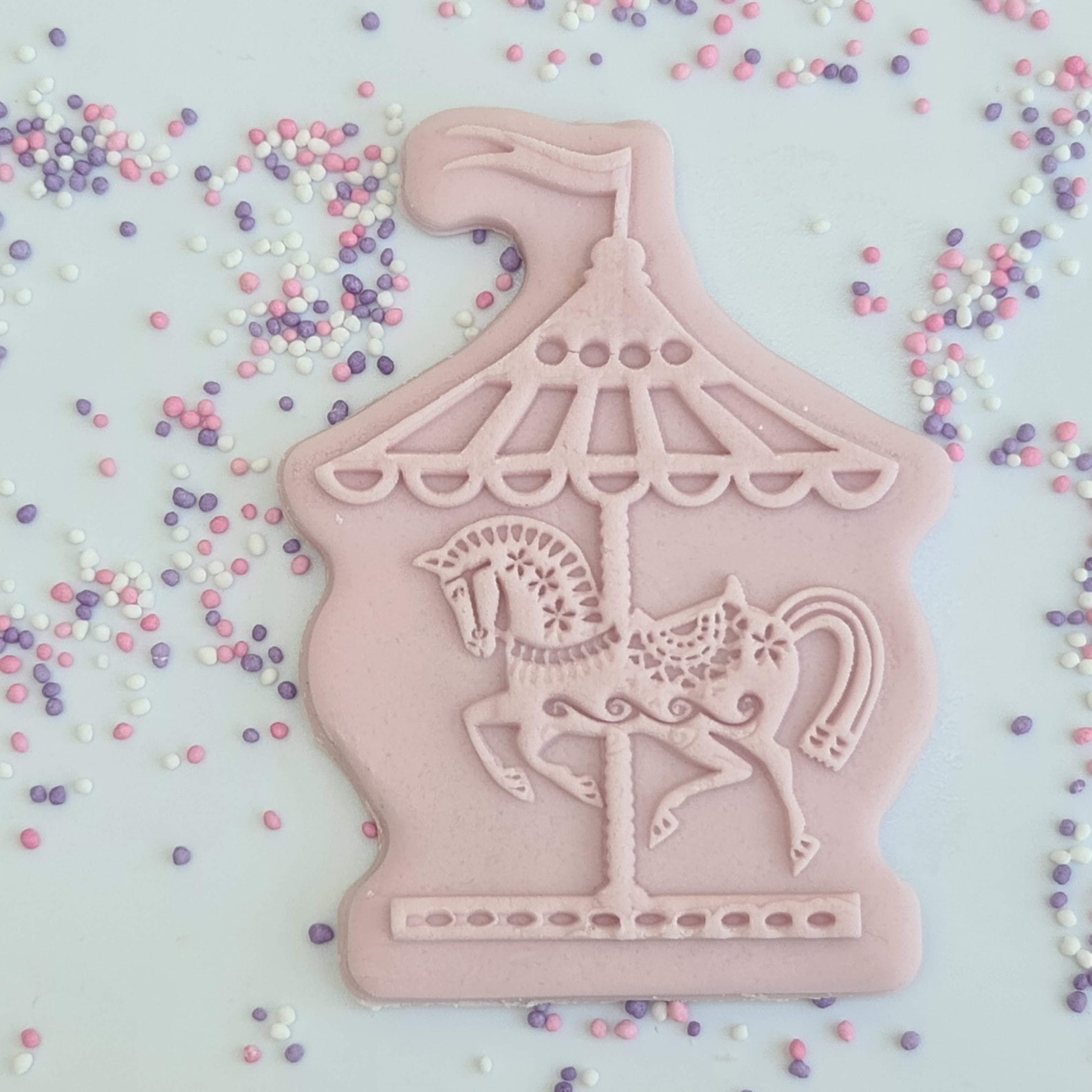 Carousel Embosser & Cookie Cutter Combo Acrylic Fondant Stamp, Embosser ...