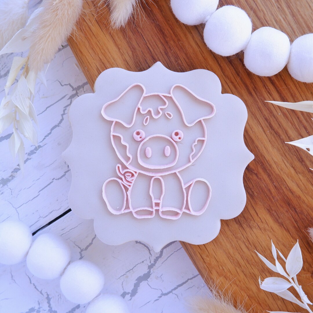Pig Embosser Acrylic Fondant Stamp, Debosser for Cookies, Cupcakes, and ...