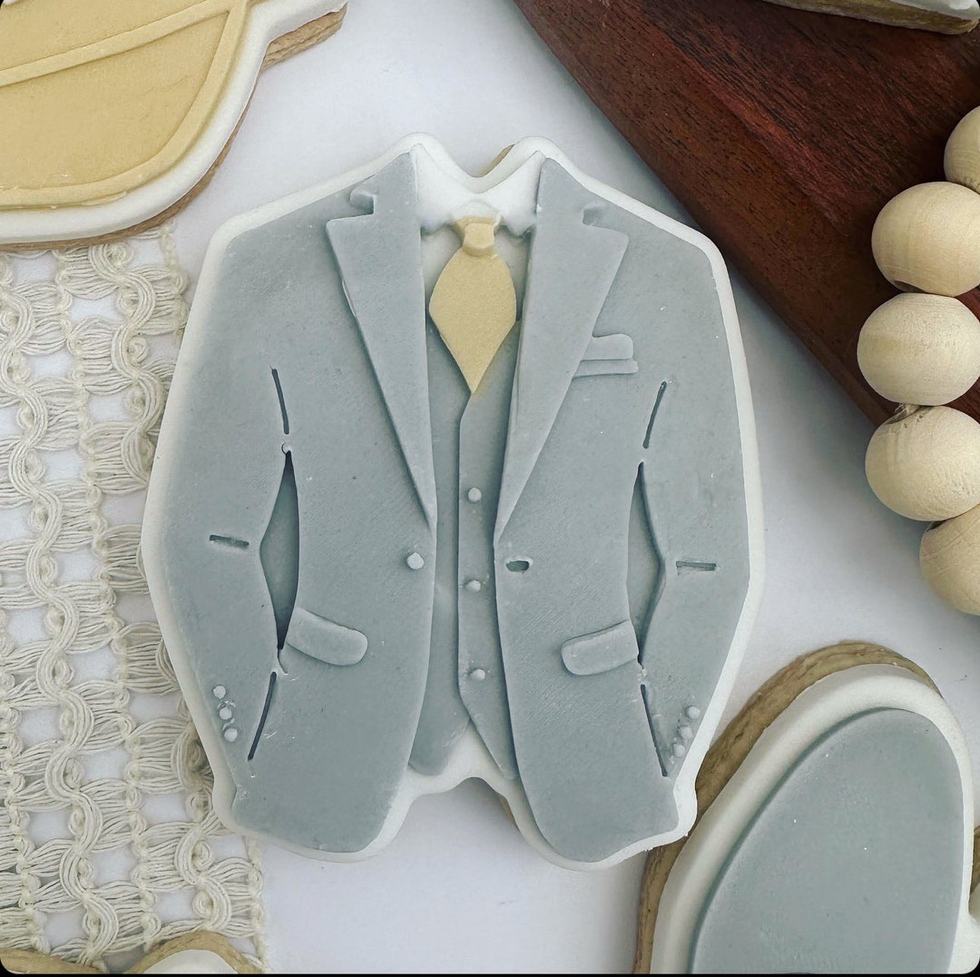 Suit Embosser Fondant Stamp With Matching Cutter, for Cookies, Cupcakes ...