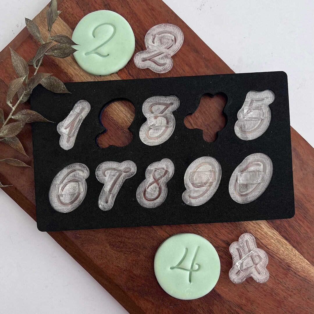 Number Set Impression Embosser Fondant Stamp, Acrylic Debosser for ...