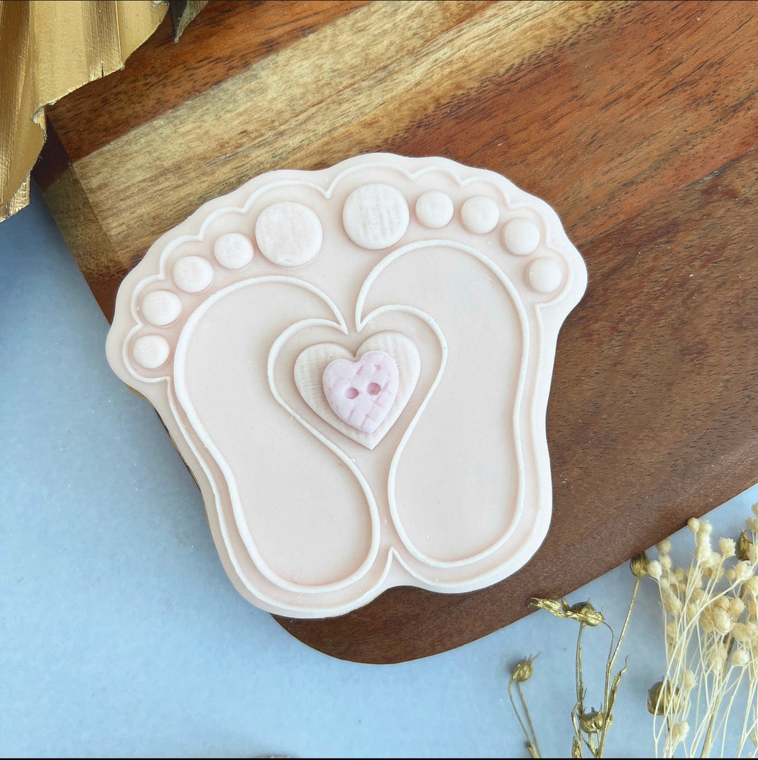 Baby Feet Embosser & Cookie Cutter Combo Acrylic Fondant Stamp ...