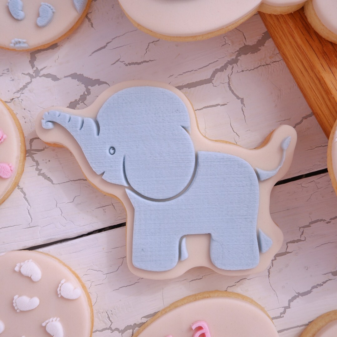 Elephant Boy Embosser & Cookie Cutter Combo Acrylic Fondant Stamp ...