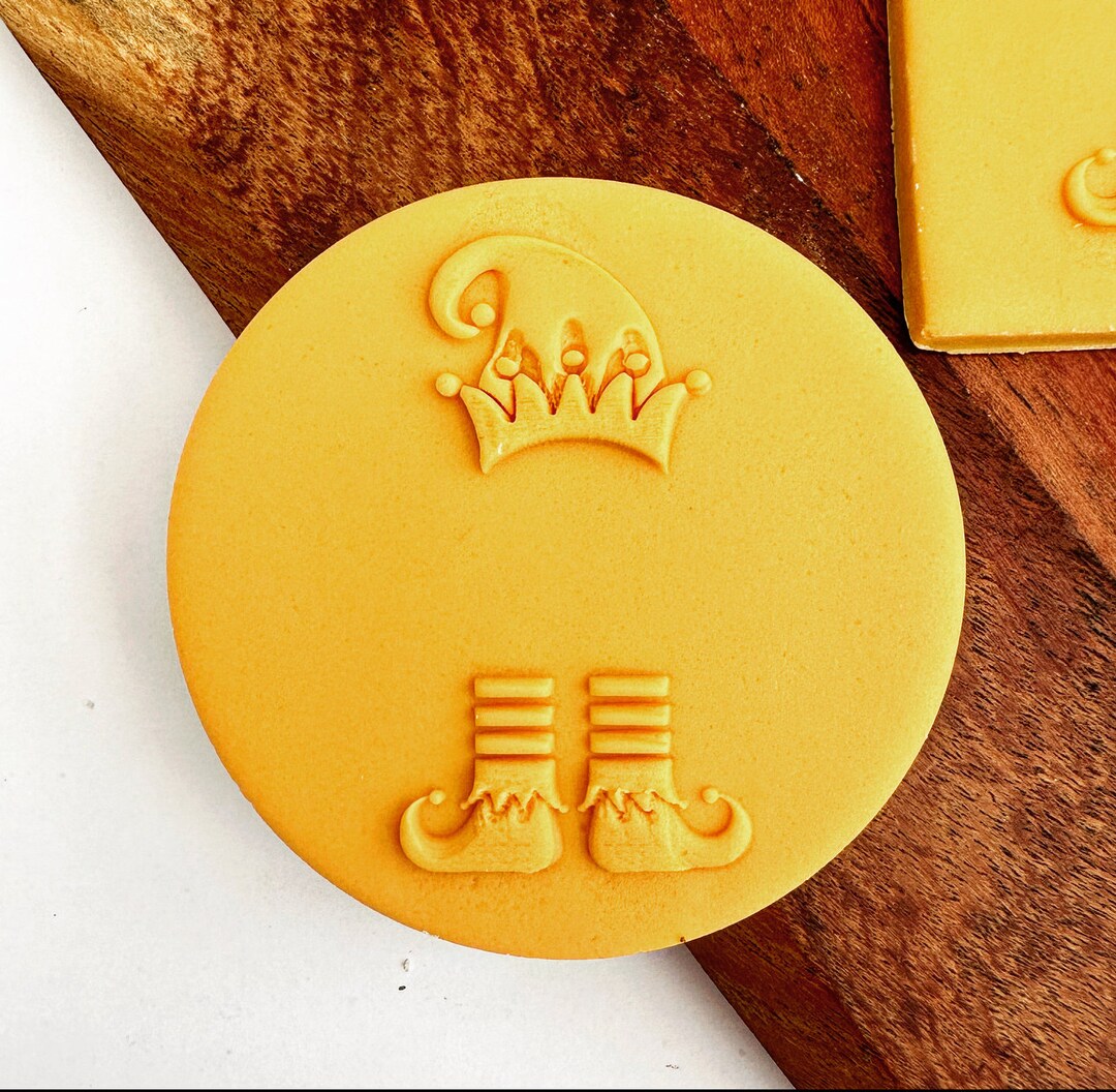 Carimbo de fondant em relevo de elfo de Natal, relevo acrílico para ...