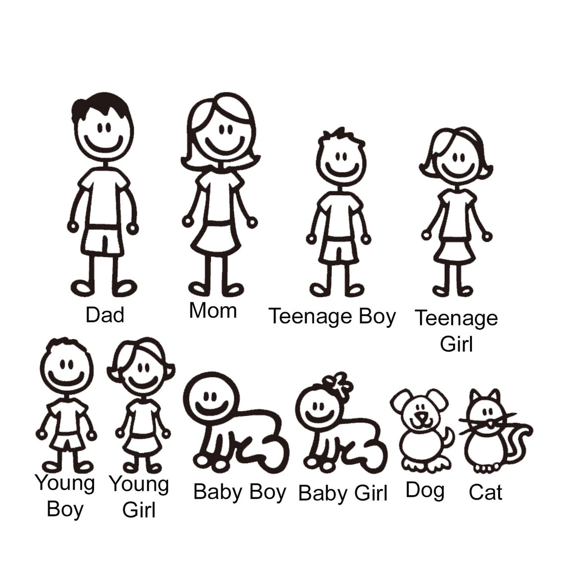 Stick Figure Family Car Window Decals - Etsy Canada