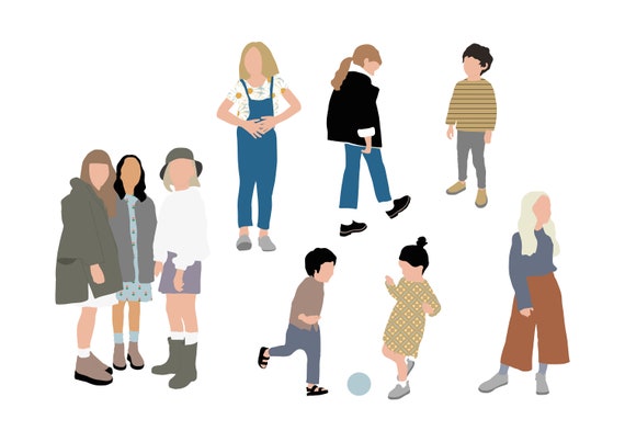 Flat People Kids Vector Collection 2 | Etsy