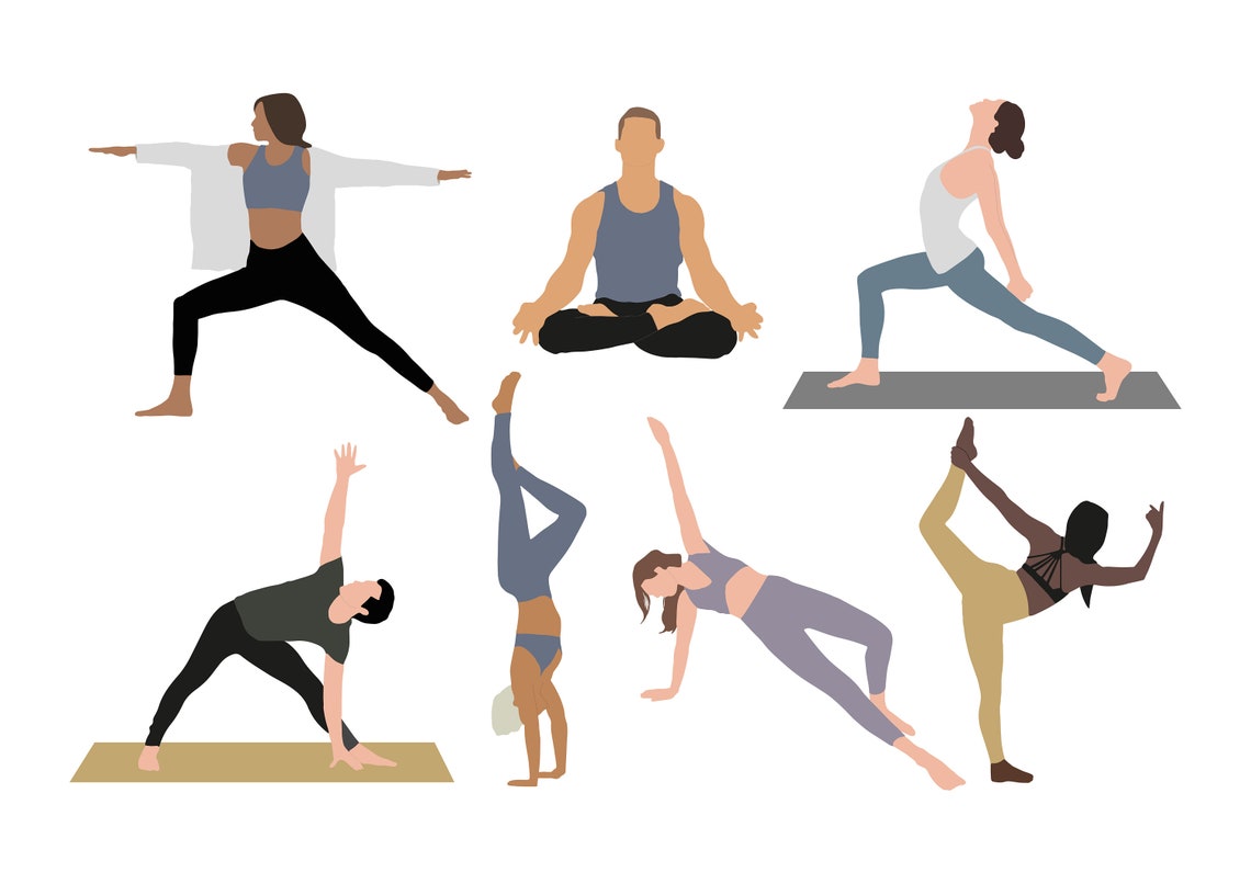 Flat Vector People Yoga Collection #4 - Etsy