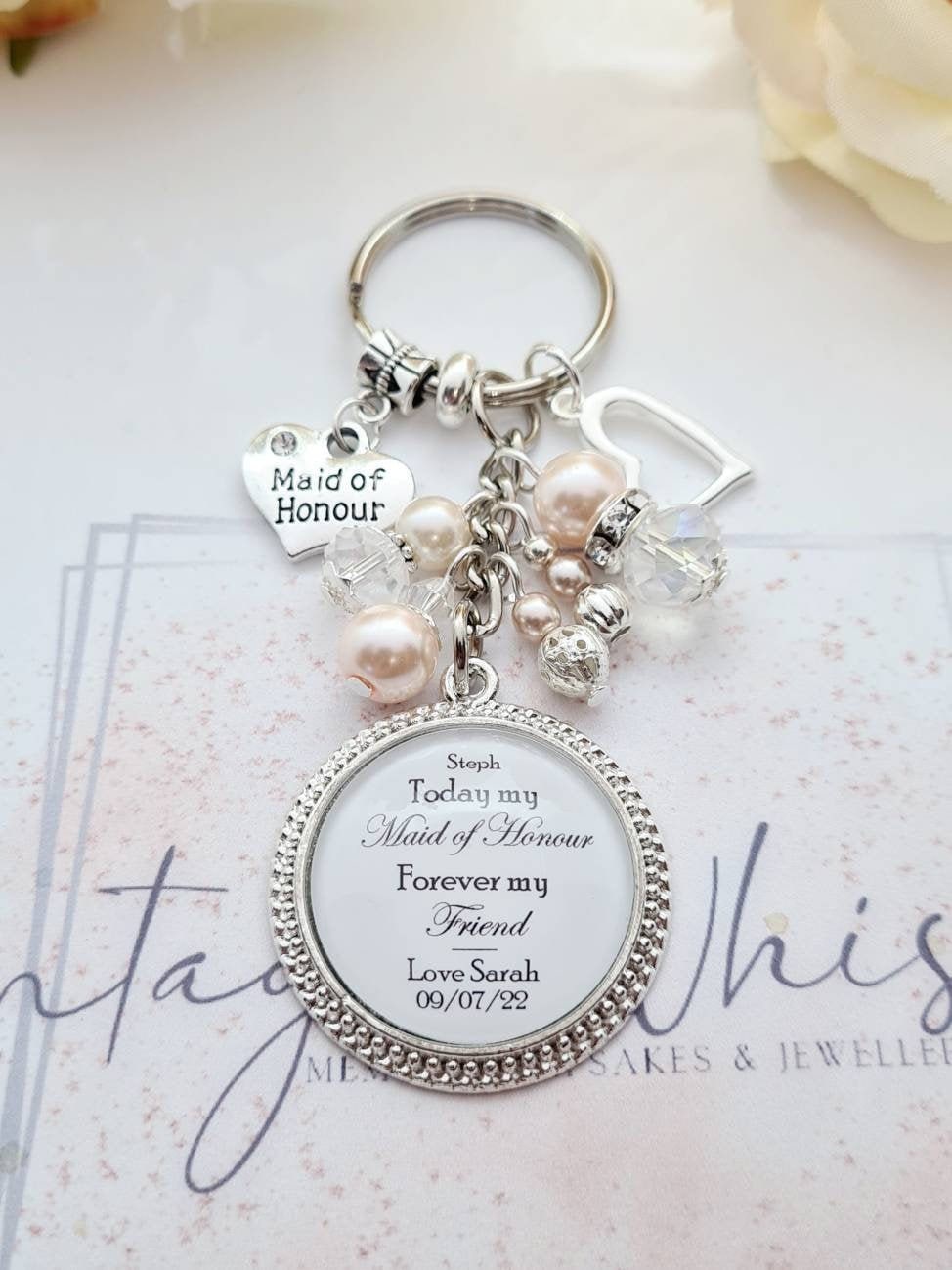 Bridesmaid Personalised Key Ring Charm Thank You Wedding Gift | Etsy