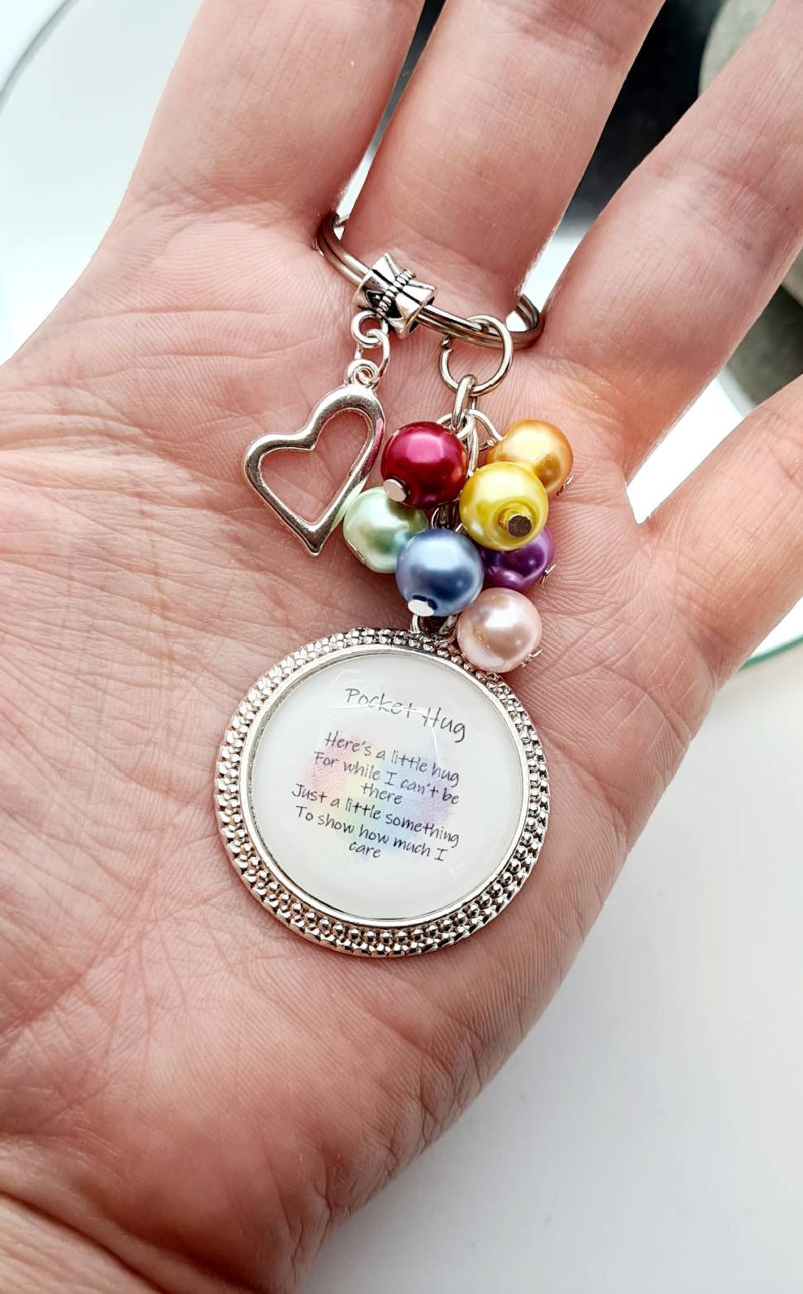 Rainbow Pocket Hug Key Ring Pocket Hug Charm Rainbow Heart - Etsy UK