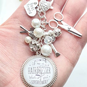 Hairdressing Bag Charm Key Chain Keyring Hairdresser Superpower Best ...