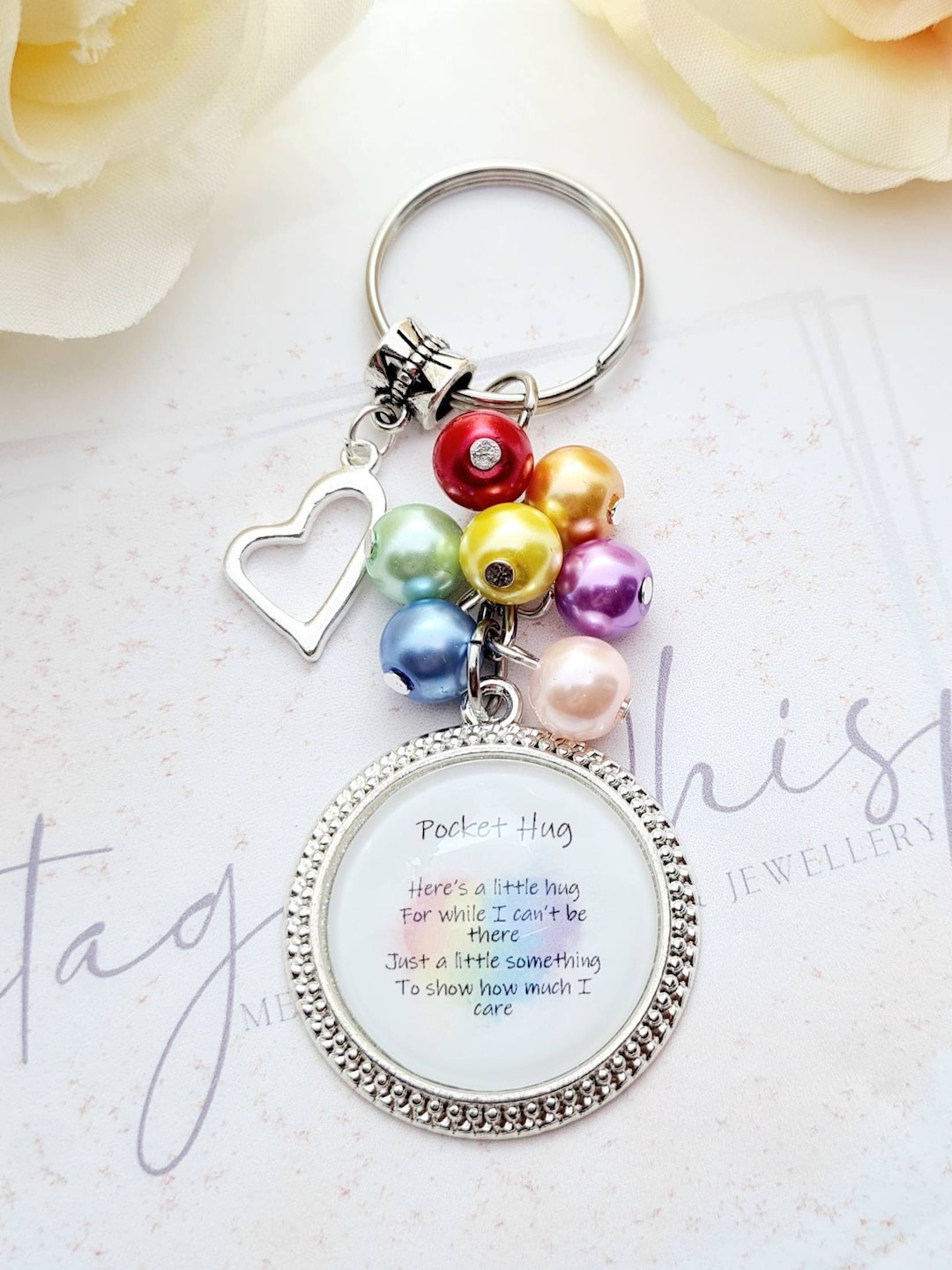Rainbow Pocket Hug Key Ring, Pocket Hug Charm, Rainbow Heart Keepsake ...