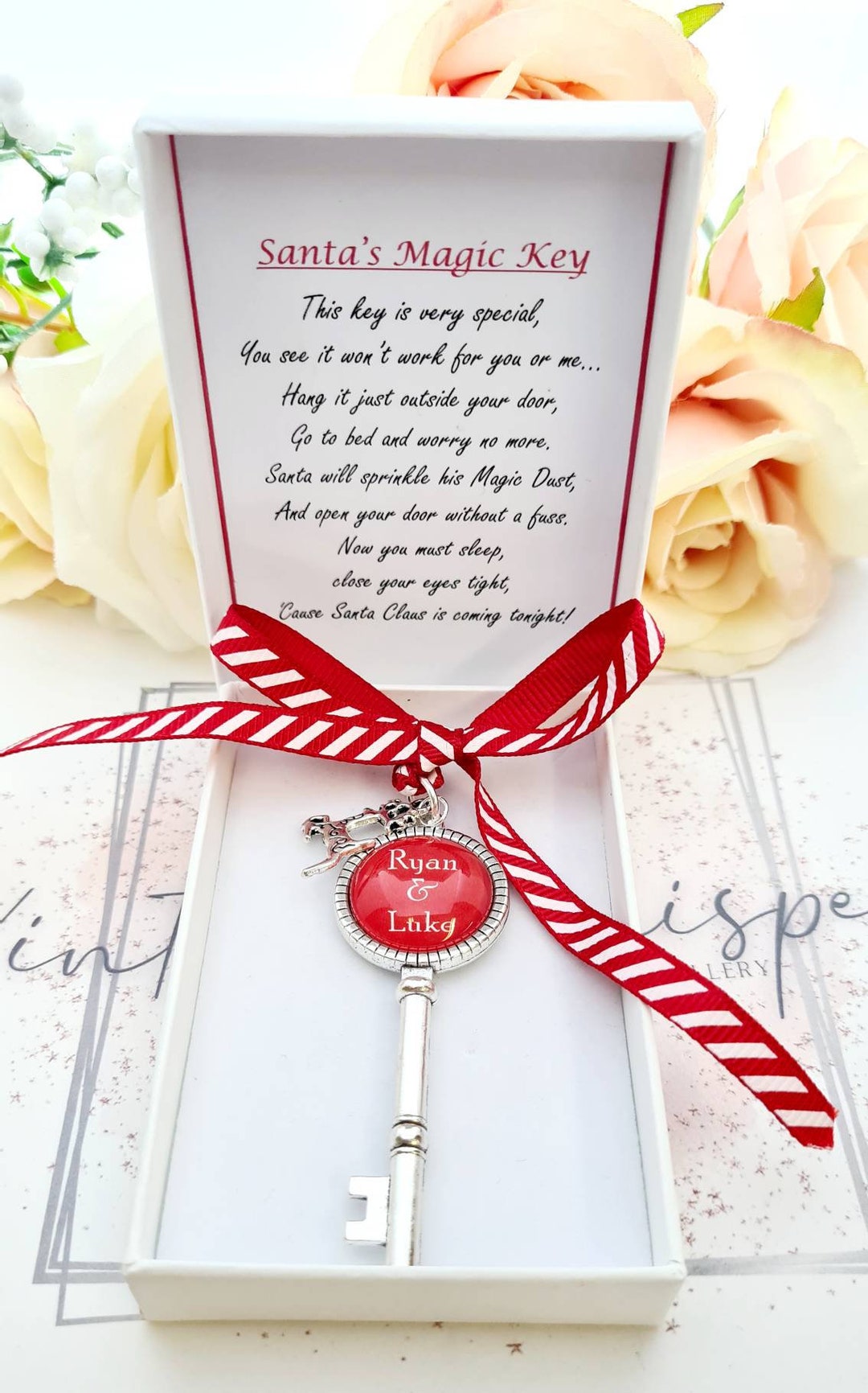 Personalised Santa's Magic Key Christmas Silver With Red Background ...