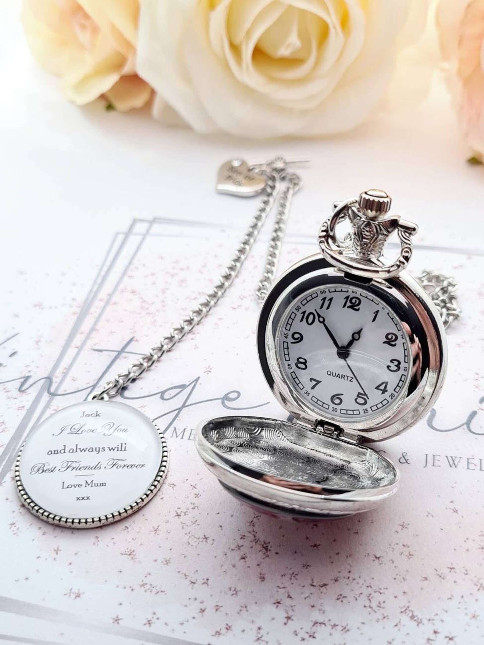 Personalised Photo Pocket Watch for Wedding Gift Suit Memory | Etsy UK