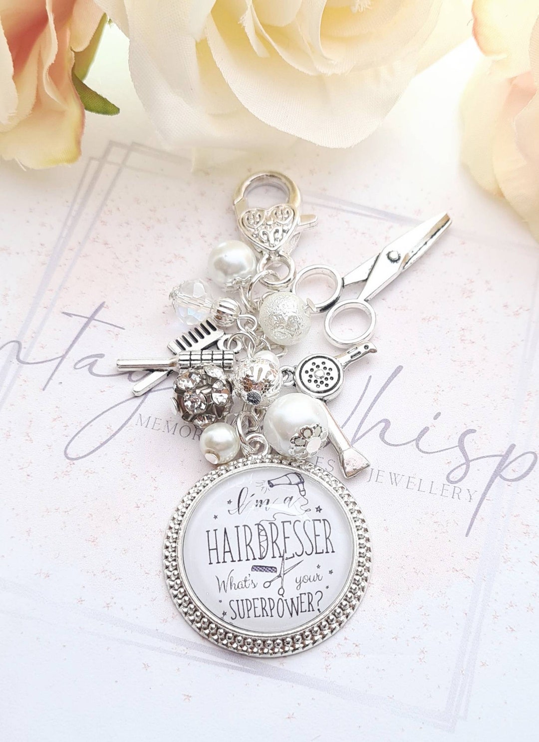 Hairdressing Bag Charm Key Chain Keyring Hairdresser Superpower Best ...