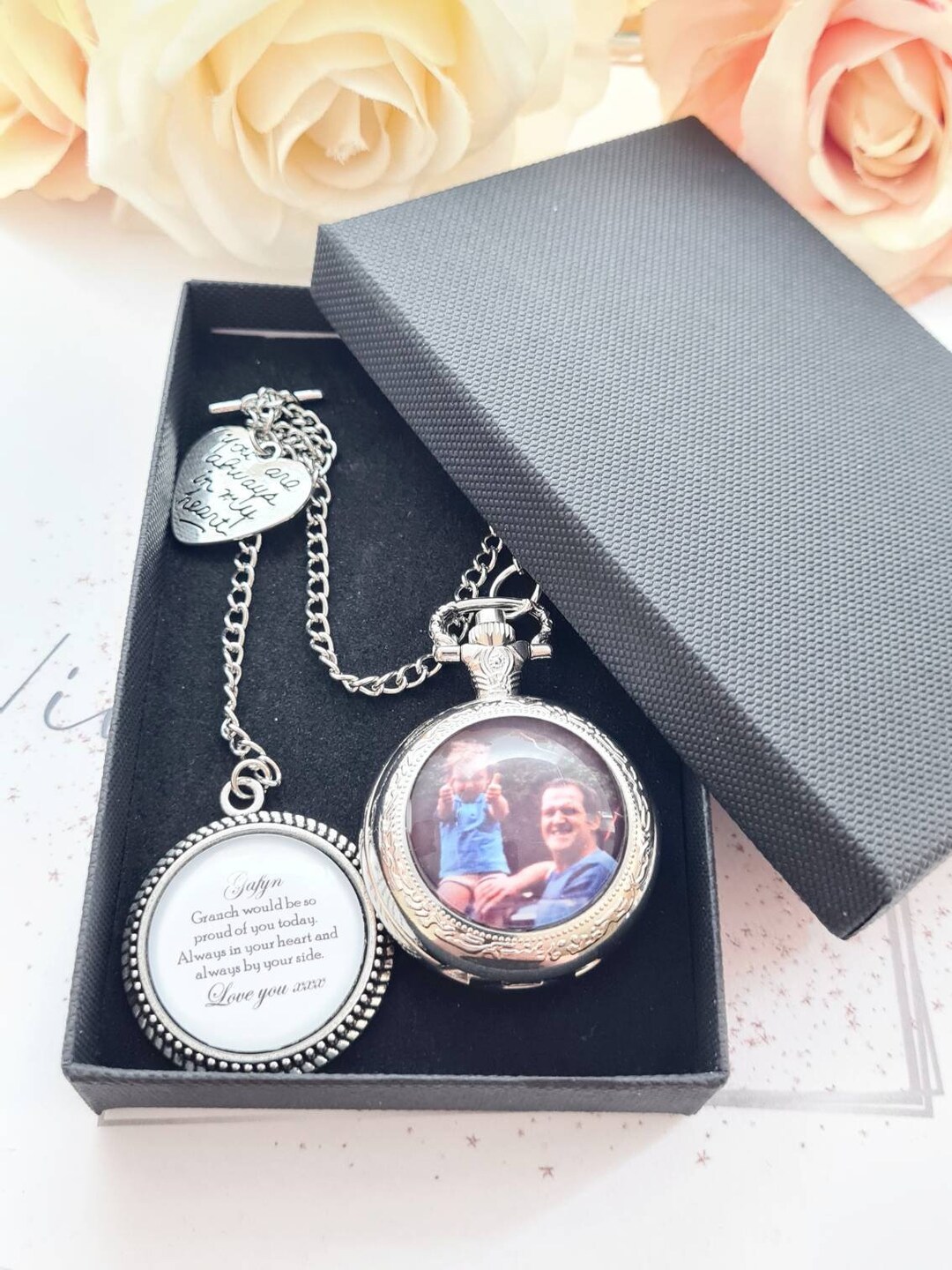 Memorial Photo Pocket Watch Gift Memory Photo Watch Groom Wedding Charm ...