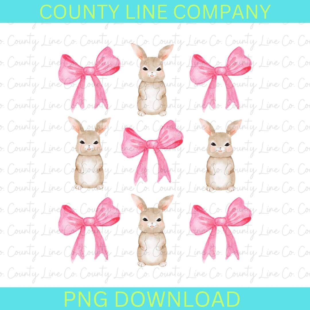 Easter Bunny Coquette Bows Png, Coquette Pink Bows Png, Easter Png ...