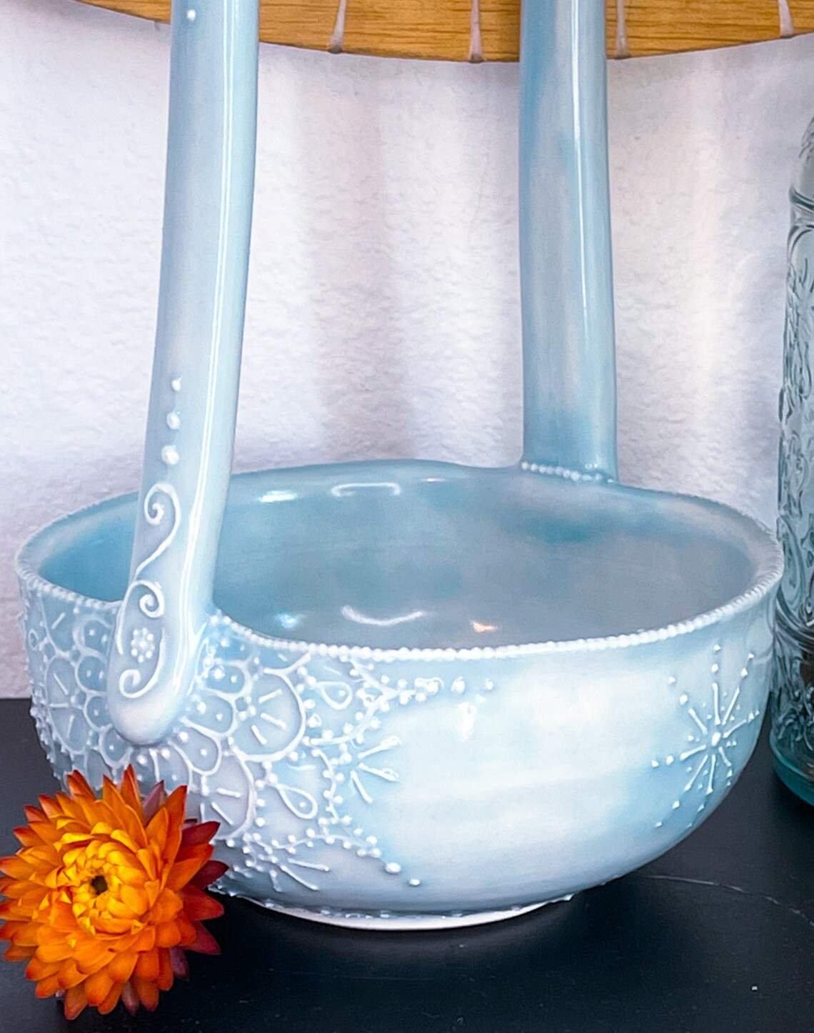 Ice Blue Slip Trailed Basket - Etsy