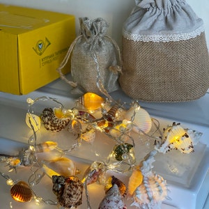 Sea Shell LED Lights Garland, Christmas Beach Picnic, Yacht and Sail ...