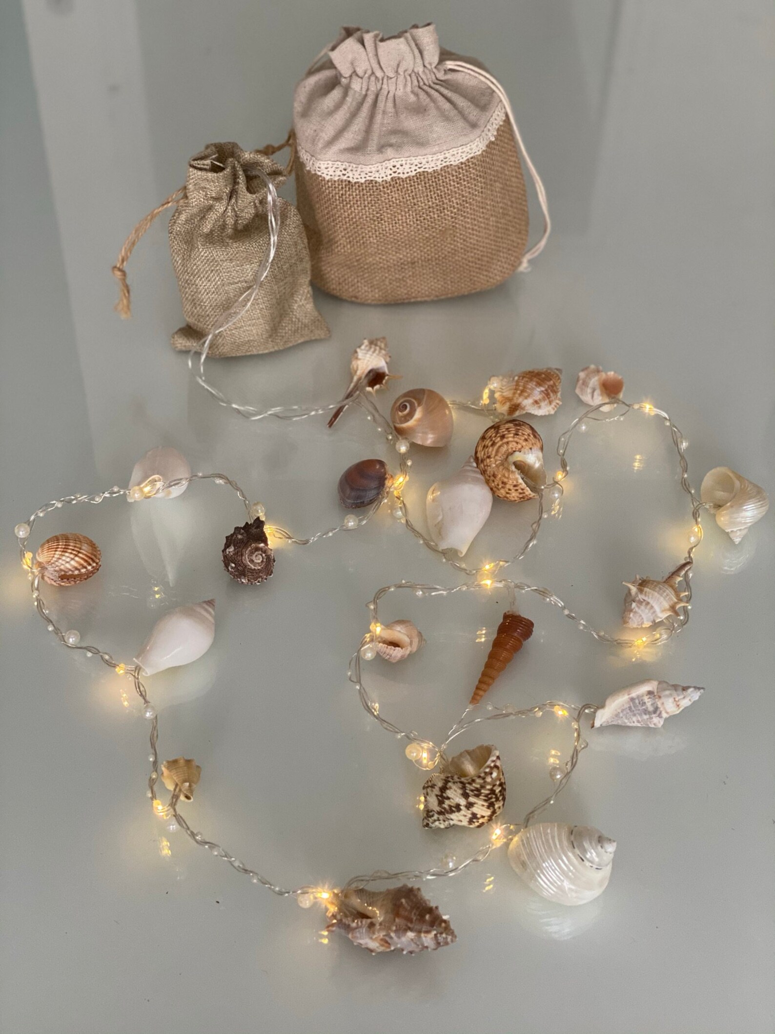 Sea Shell LED Lights Garland, Christmas Beach Picnic, Yacht and Sail ...