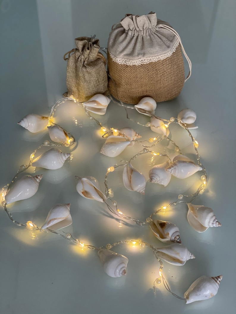 Sea Shell Lights Garland, Nautical Christmas Gift, Beach Picnic, Yacht ...