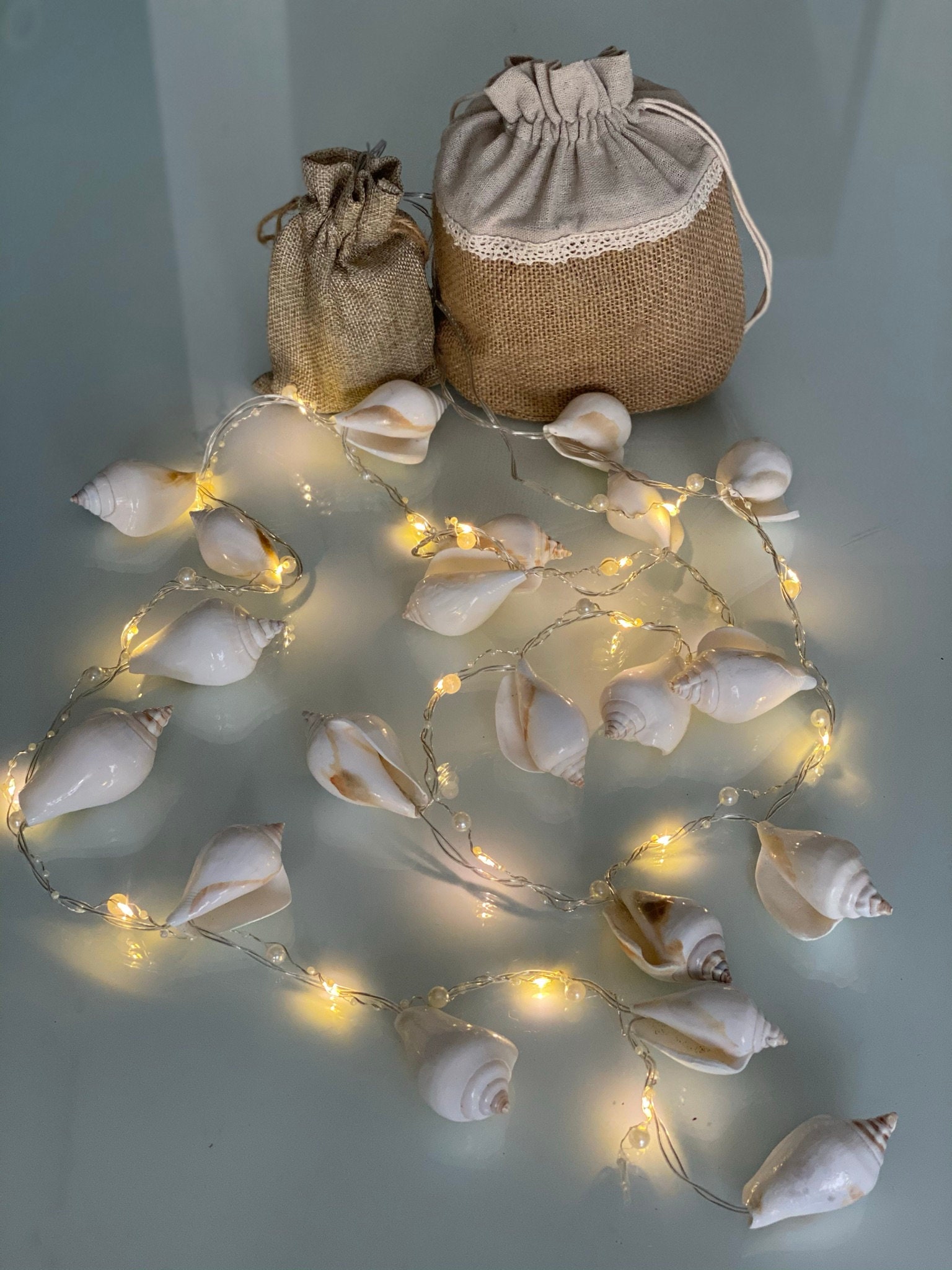 Sea Shell Lights Garland, Nautical Christmas Gift, Beach Picnic, Yacht ...