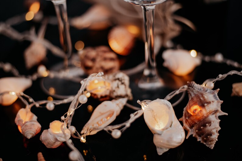 Sea Shell LED Lights Garland, Christmas Beach Picnic, Yacht and Sail ...