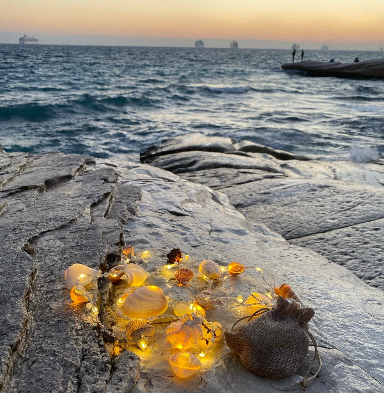 Sea Shell LED Lights Garland, Christmas Beach Picnic, Yacht and Sail ...