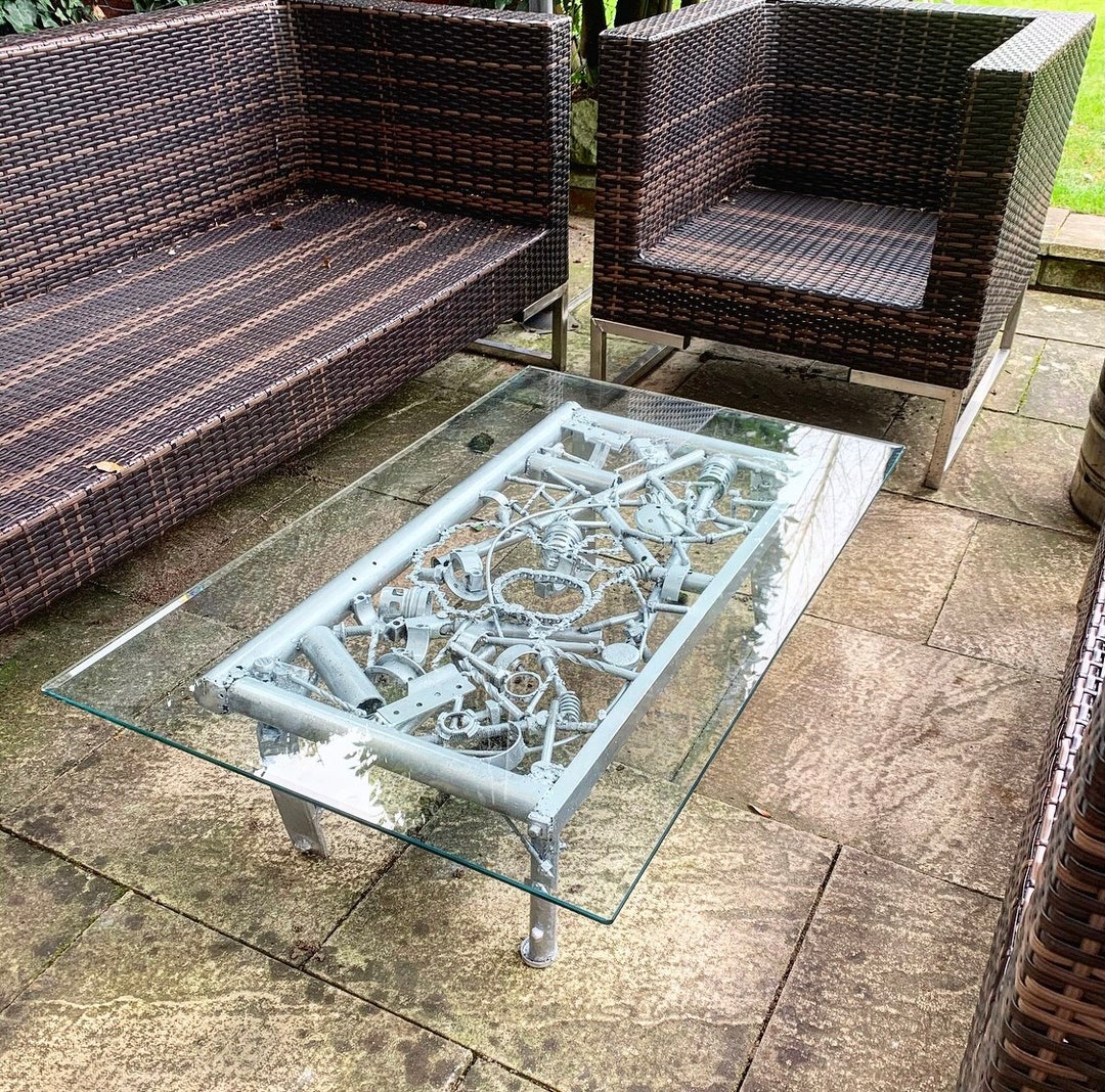 Silver Glass Low Rise Engine Table - Etsy UK