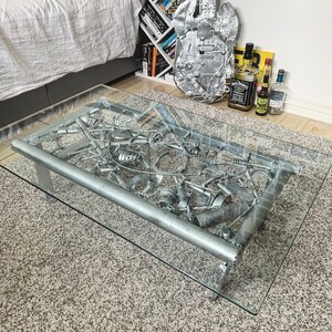 Silver Glass Low Rise Engine Table - Etsy UK