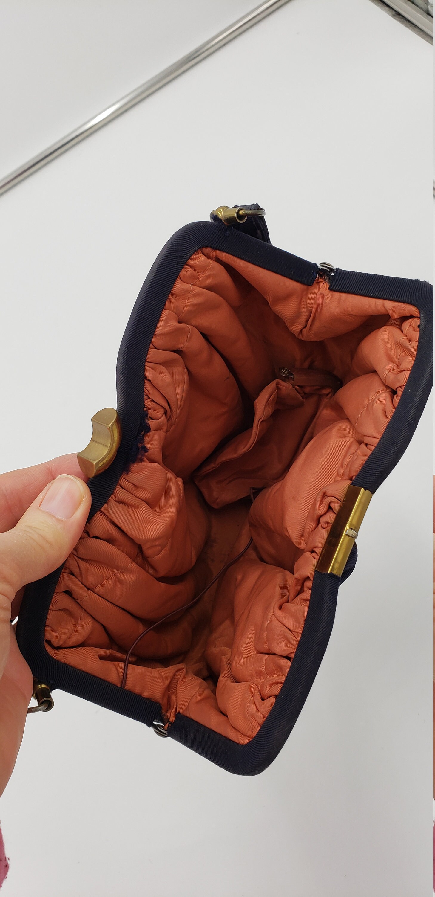 Purse and Coin Purse Set Navy Blue Fabric Clutch With Matching - Etsy