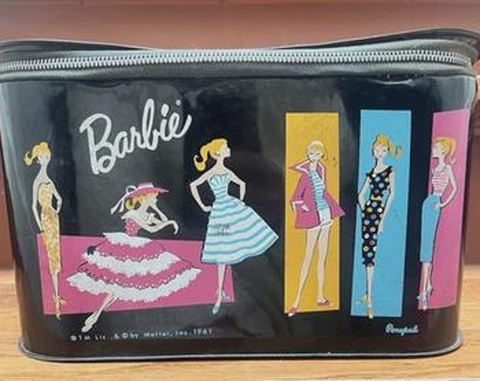 Vintage 1961 Mattel Ponytail Barbie Doll Carrying Train Case Storage ...