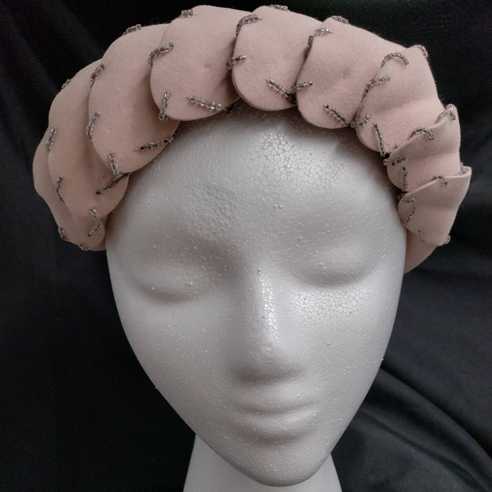 Unique Styled Pink Wool Hat Womens Vintage Merrimac Beads Embellished ...