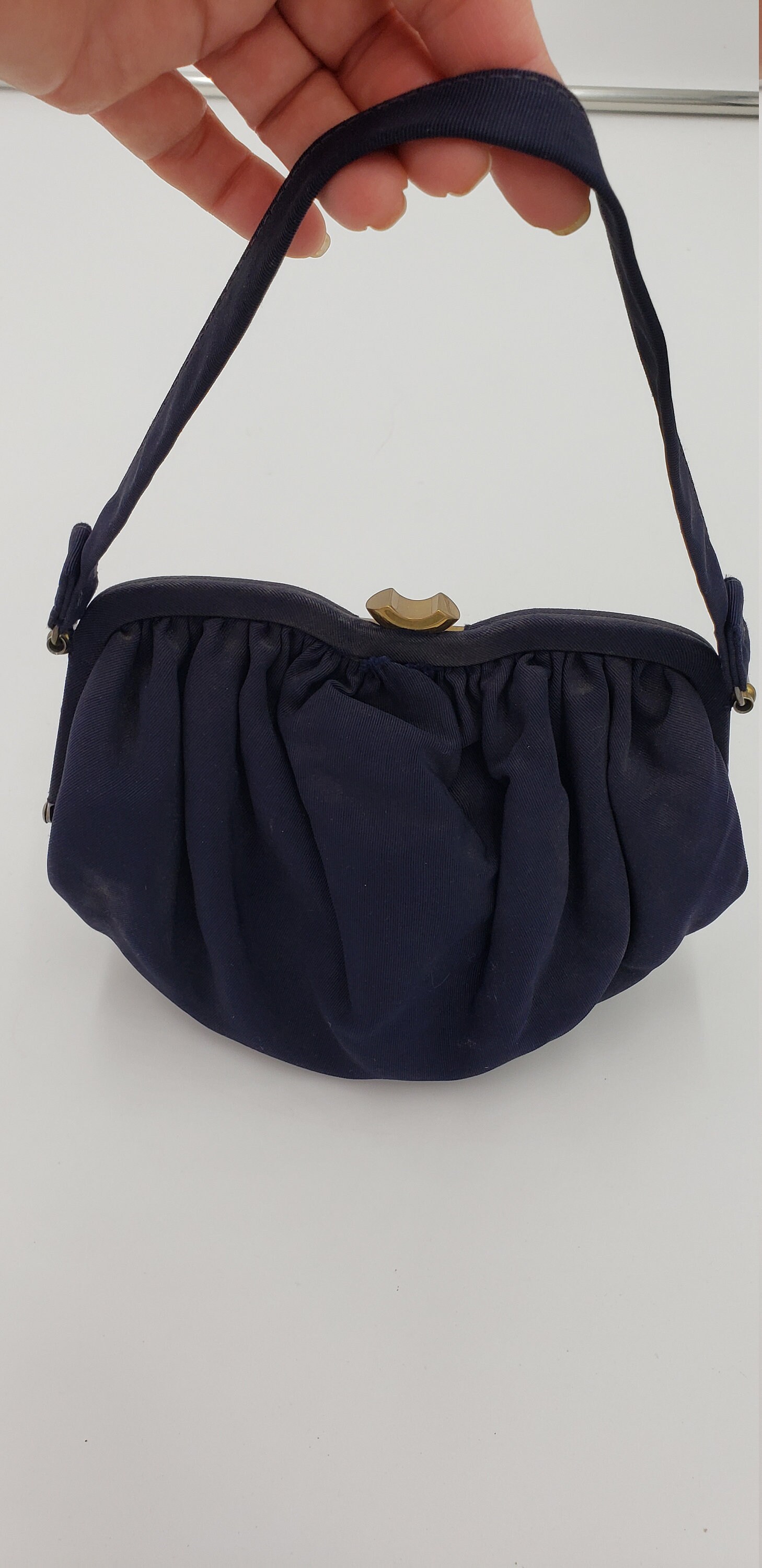 Purse and Coin Purse Set Navy Blue Fabric Clutch With Matching - Etsy