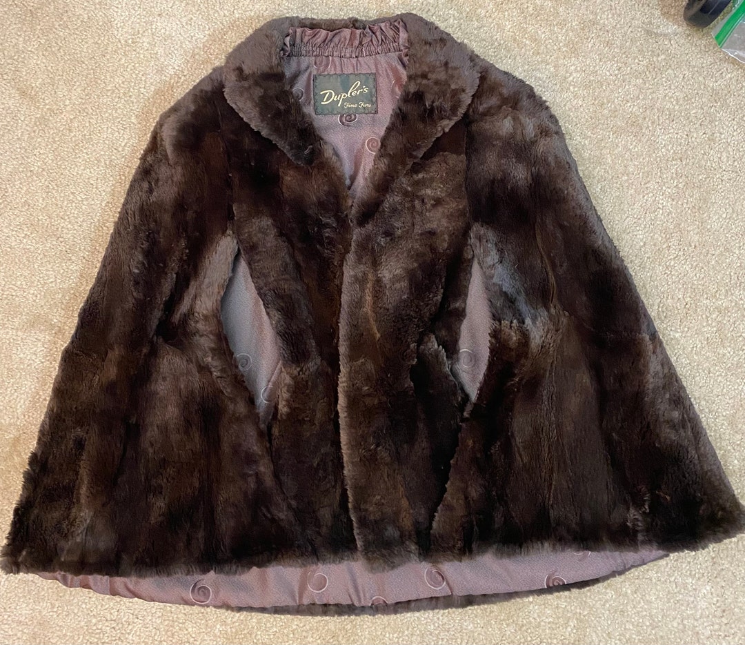 Beautiful Vintage, Chocolate Brown Faux Fur Cape Satin Lined Duplers ...