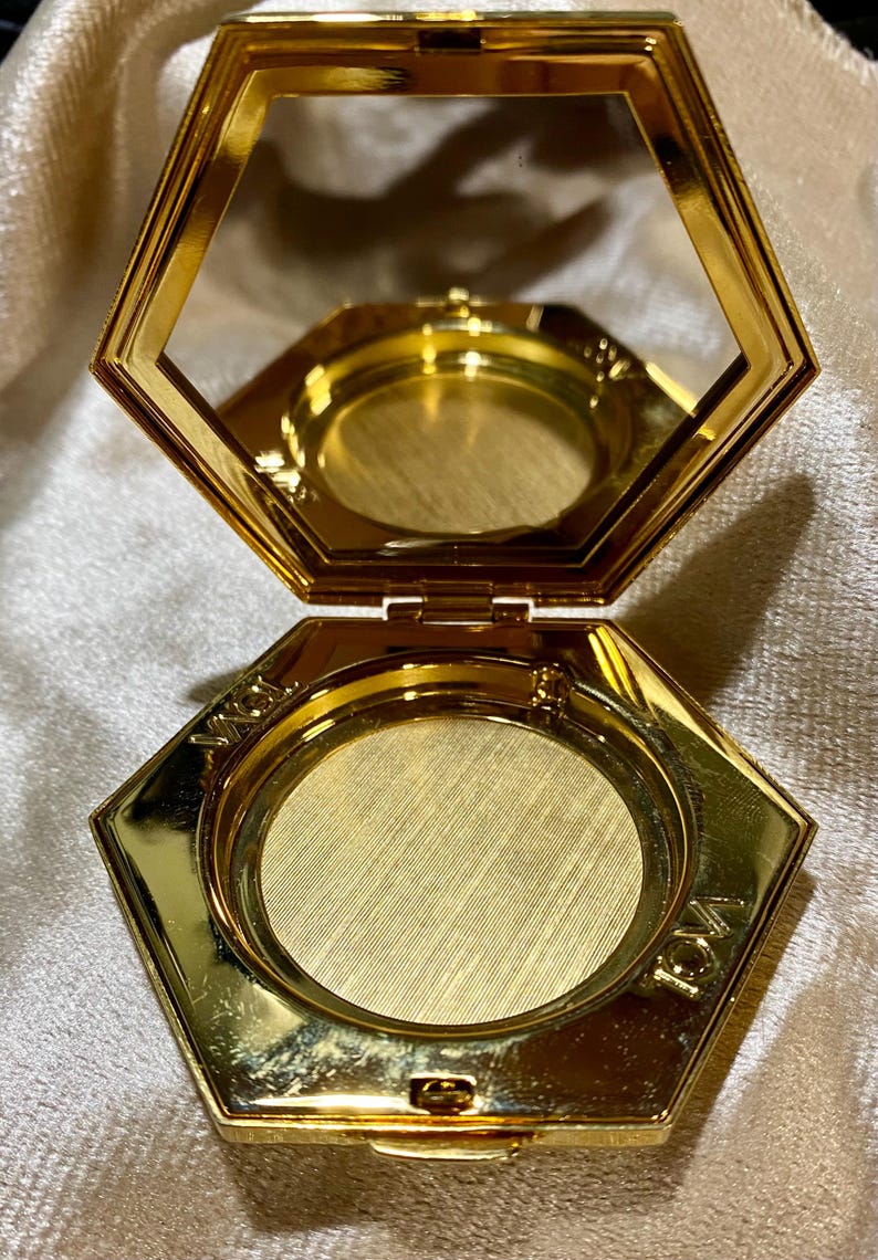 Hexagon Purse Mirror, Tova Brand Beverly Hills. Shiny Vintage Compact ...