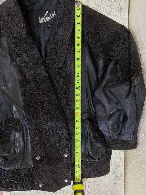 Winlit Brand Black Leather Jacket Size Large 80s Leat… - Gem