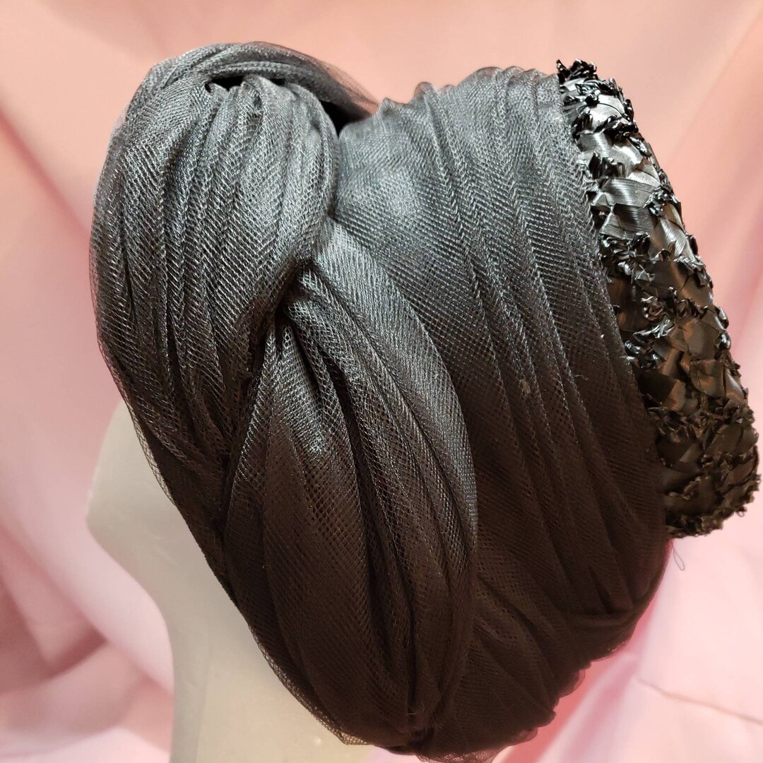 Women's Hat Union Made USA Upscale Bonnet Black 1950s Tea Party Funeral ...