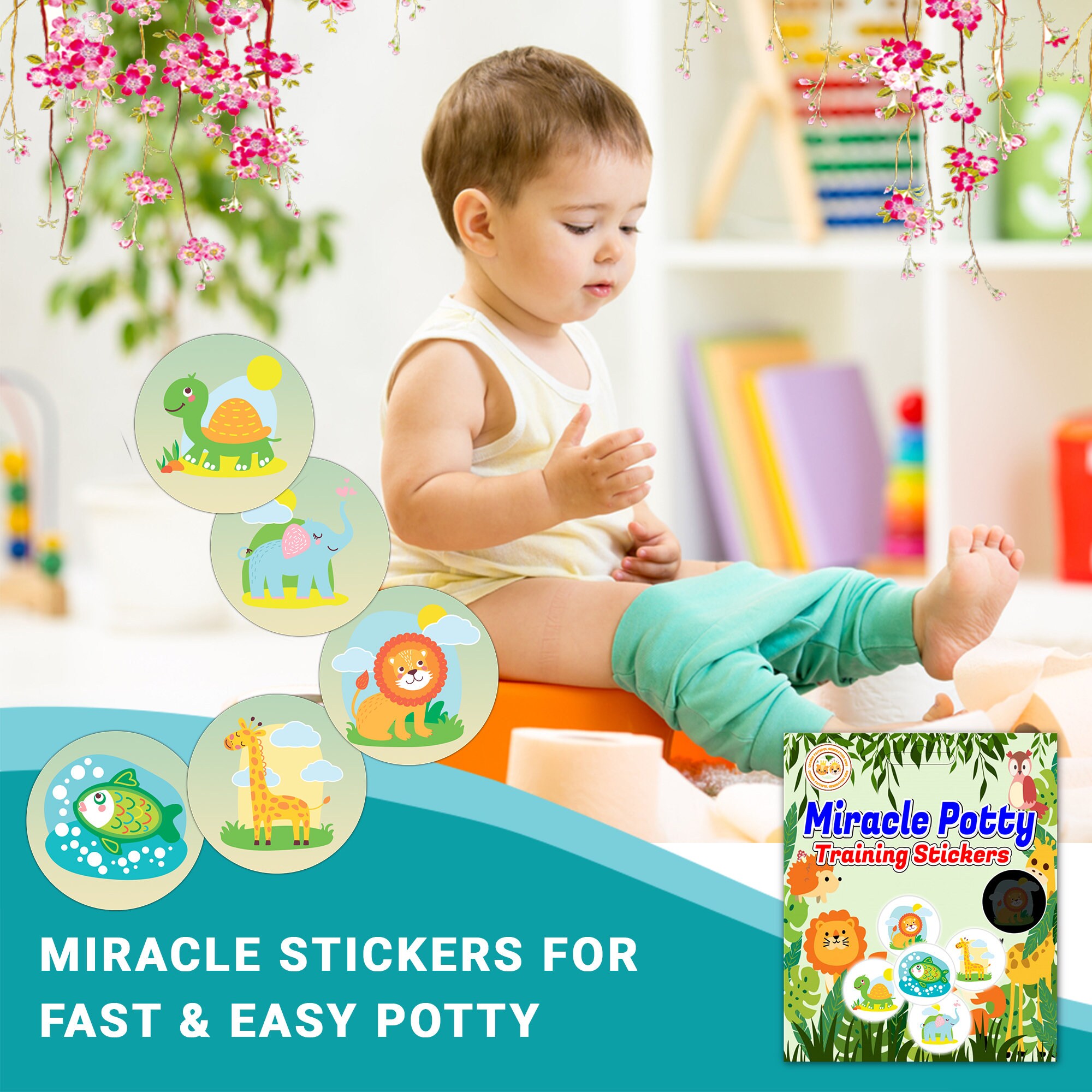 Miracle Potty Training Stickers Jungle Animals Toddler Potty Training ...