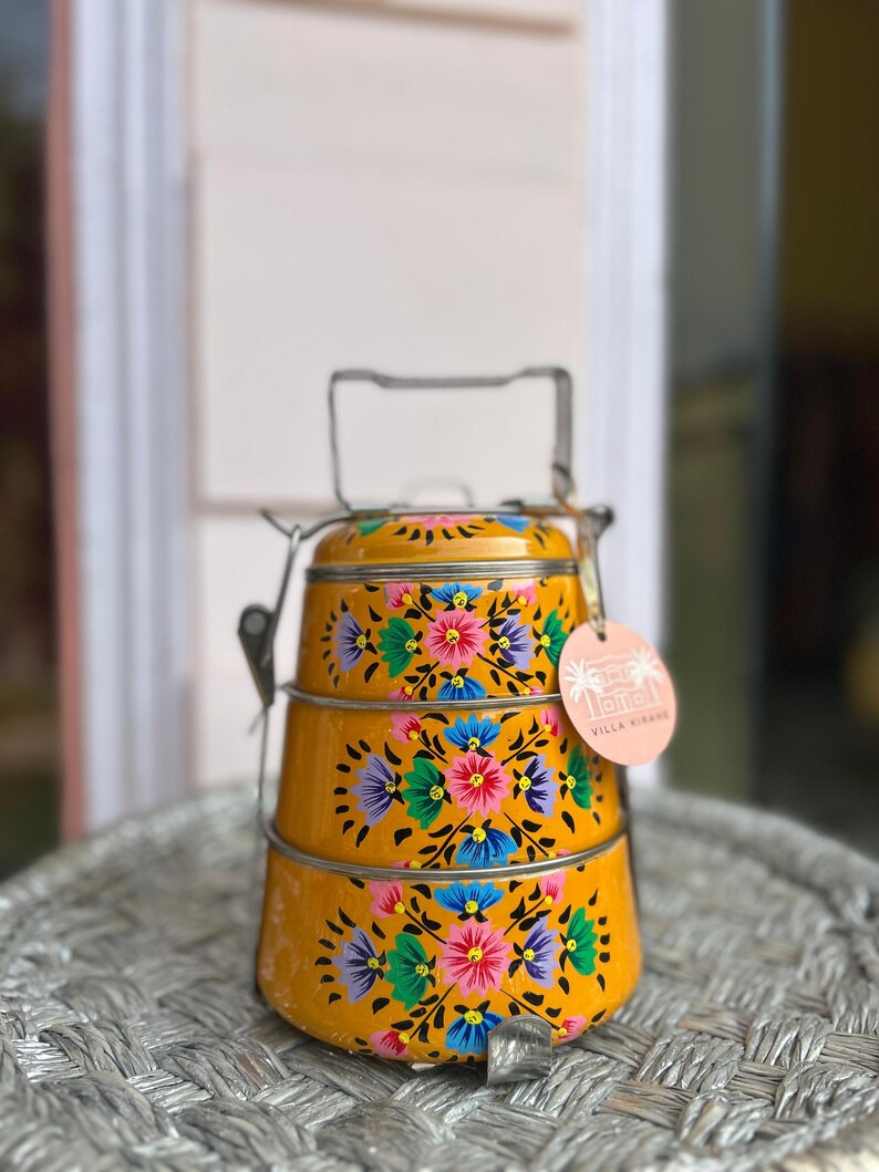 Hand Painted Traditional Indian Lunchbox, Unique Tiffin , Vintage Style ...