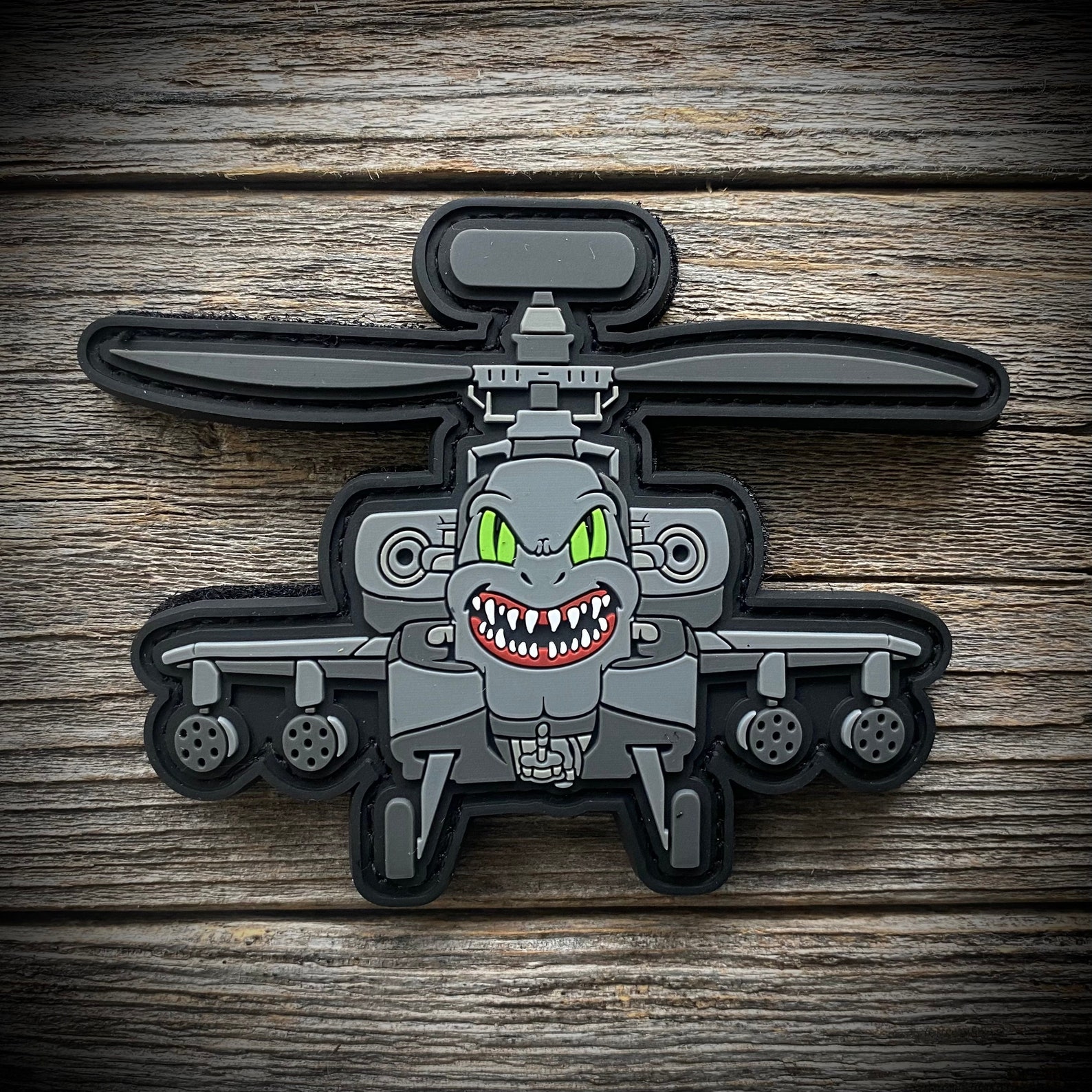 AH-64 Apache Helicopter Cartoon PVC Patch - Military Aviation - Army ...