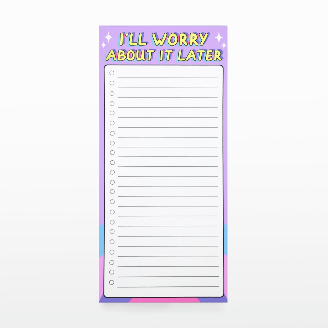 I'll Worry About It Later Notepad list Pad, to Do List, Planner, Tear ...