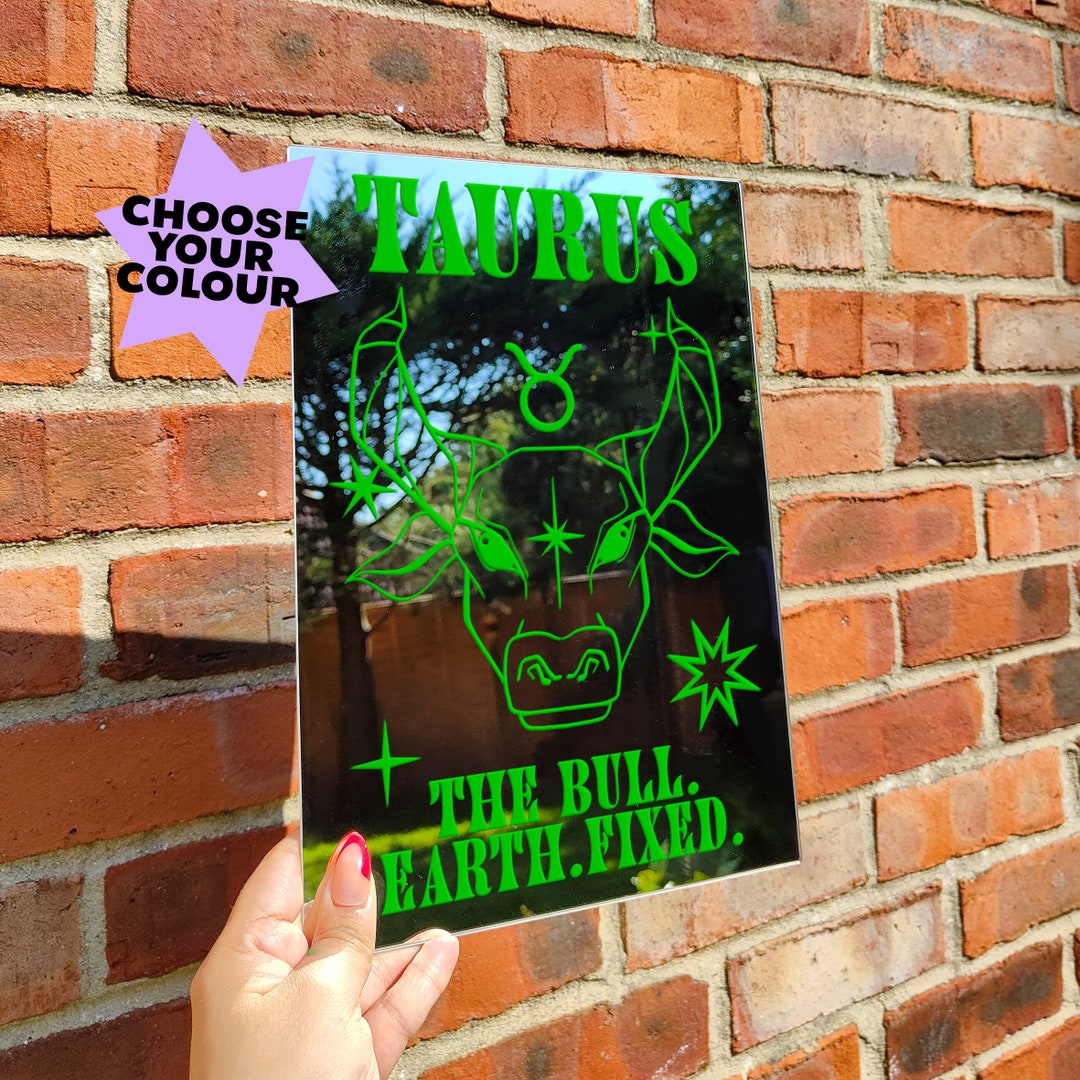 TAURUS Star Sign Mirror (multiple Colours) Astrology, Zodiac - Etsy