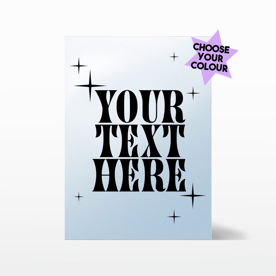 Glimmer CUSTOM Mirror (multiple Colours) Personalised, Your Text Here ...