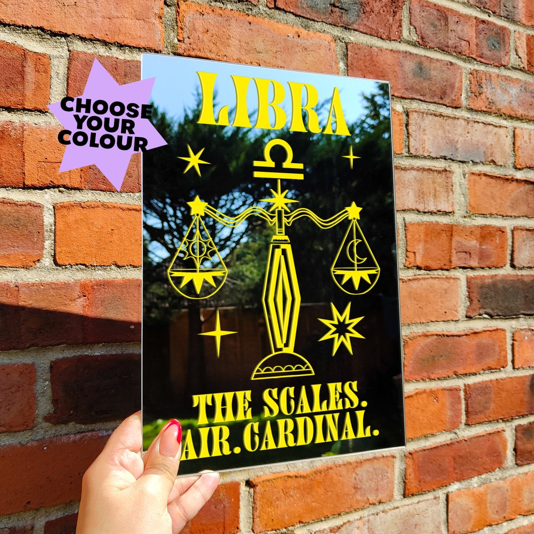 LIBRA Star Sign Mirror (multiple Colours) Astrology, Zodiac - Etsy